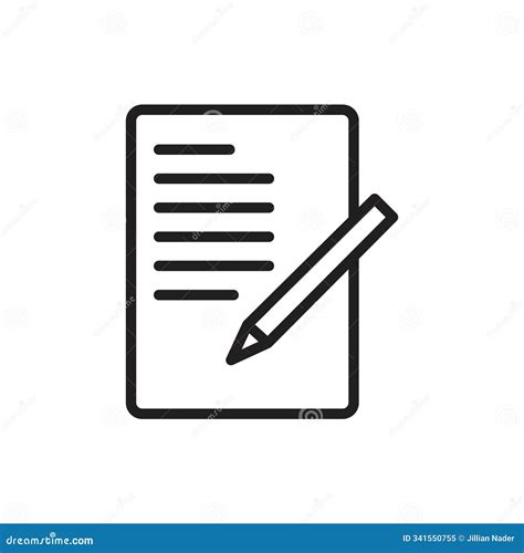Document With Pen Icon Flat Line Illustration Stock Illustration Illustration Of Simple Line