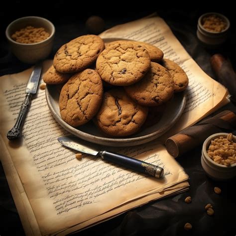 Premium Ai Image Grandmas Cookies With Old Handwritten Recipes
