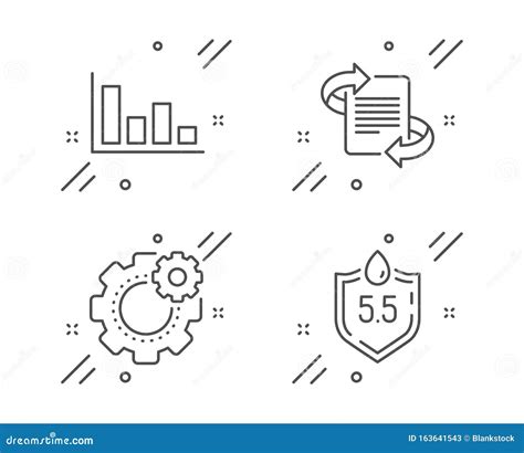 Marketing Histogram And Cogwheel Icons Set Ph Neutral Sign Article