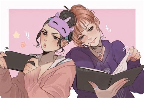 Feng Min🐰 And Mikaela Reid💜 Character Art Cute Pastel Wallpaper