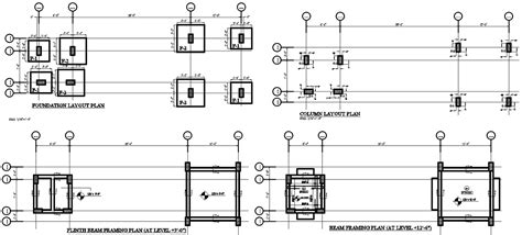 Foundation Column And Beam Framing Layout Plan Details Autocad Dwg