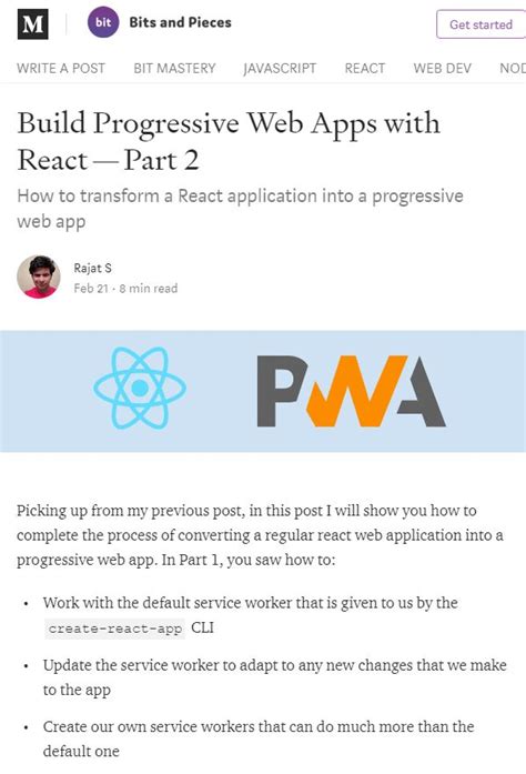 build progressive web apps with react — part 2 progressive web apps