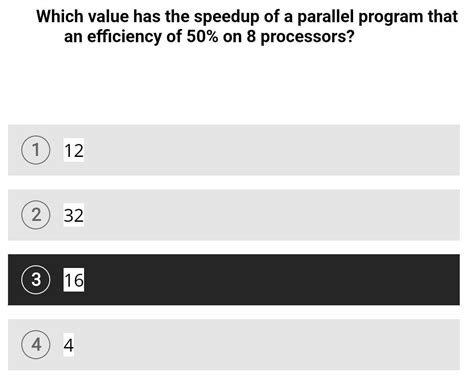 solved which value has the speedup of a parallel program