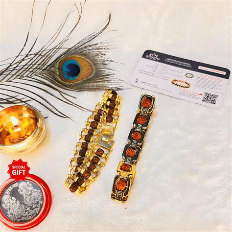 Trishool Mala Original Natural Rudraksha Bracelet 5 Mukhi Combo L