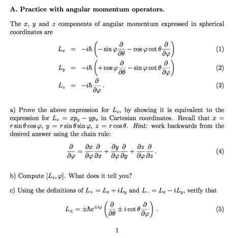 Solved A Practice With Angular Momentum Operators The X Y