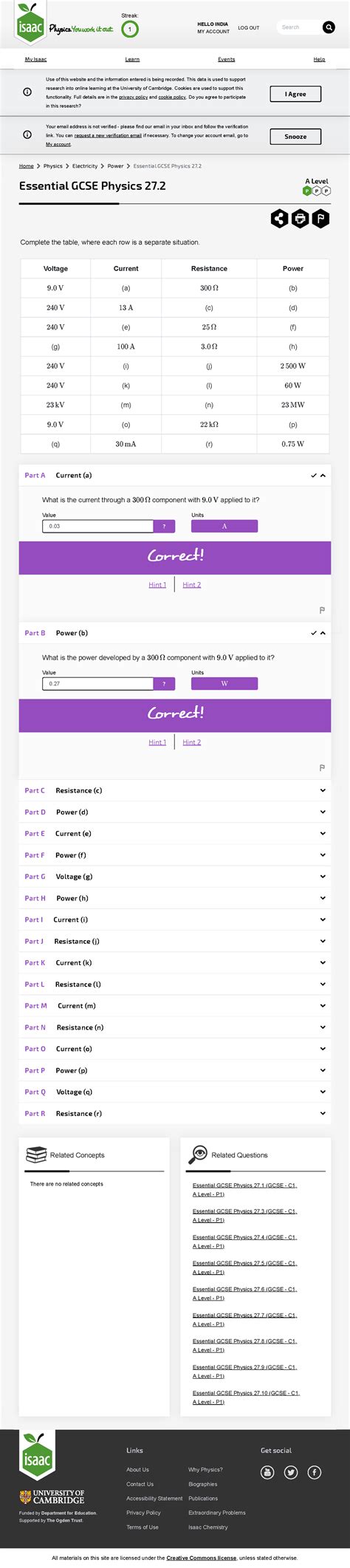 Essential Gcse Physics 272 — Isaac Physics Home Physics Electricity