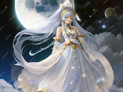 Premium Ai Image Anime Girl Place Her On The Moon