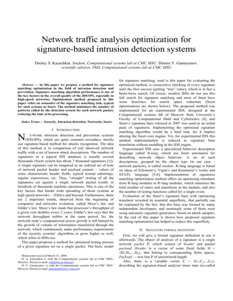 Network Traffic Analysis Optimization For Signature Based