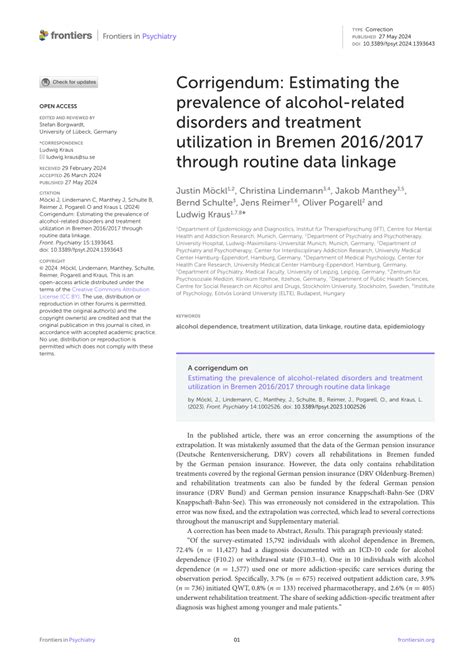 Pdf Corrigendum Estimating The Prevalence Of Alcohol Related Disorders And Treatment