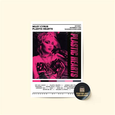 Miley Cyrus Plastic Hearts Album Poster Album Tracklist Poster 3