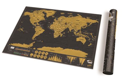 Deluxe Scratch Map Black And Gold Scratchable Map