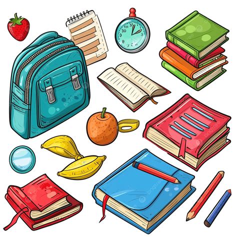 Libro De Dibujos Animados De Materiales Escolares Png Dibujos Escuela