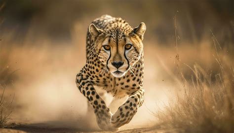 Majestic Cheetah Walking Through Savannah Staring At Sunset Beauty Generated By Ai 24748344