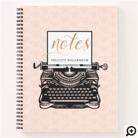 Vintage Typewriter Notebook Stylish And Trendy Note Book