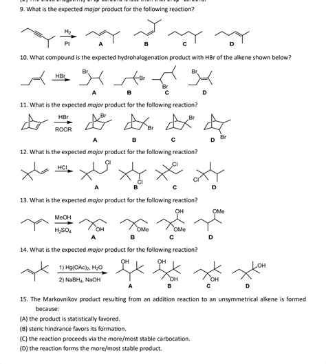 Solved What Is The Expected Major Product For The Following