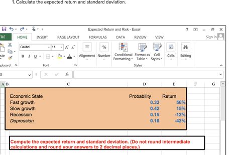 Solved Calculate The Expected Return And Standard Chegg Com