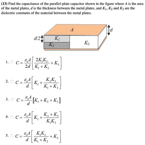 Solved 13 Find The Capacitance Of The Parallel Plate
