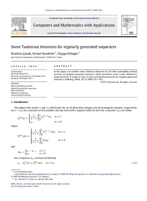 Pdf Some Tauberian Theorems For Regularly Generated Sequences