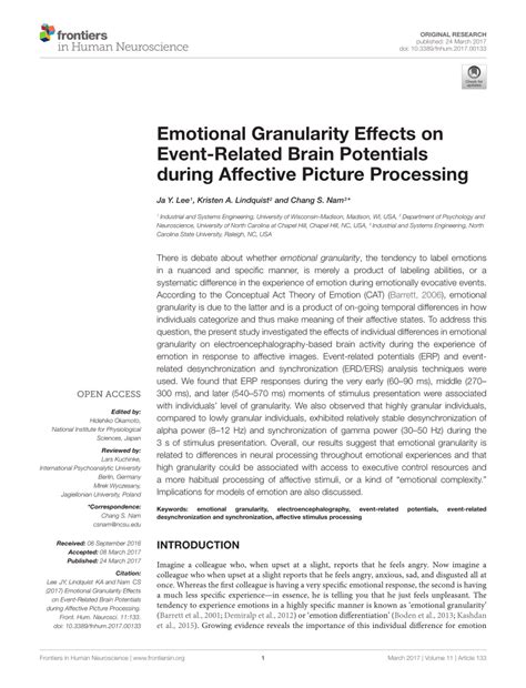 Pdf Emotional Granularity Effects On Event Related Brain Potentials