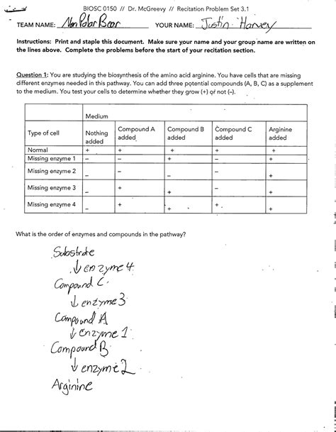 bio150 recitation problem set 3 team name biosc0150 dr mcgreevy
