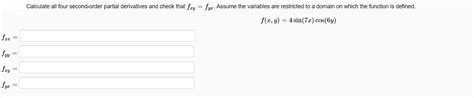 Solved Calculate All Four Second Order Partial Derivatives