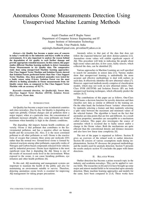 PDF Anomalous Ozone Measurements Detection Using Unsupervised Machine Learning Methods