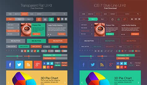 Download Free Flat Style And Ios 7 Line Style Ui Kit Psd Free Web Ui Kits
