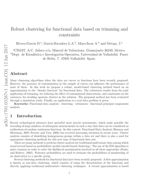 Pdf Robust Clustering For Functional Data Based On Trimming And Constraints