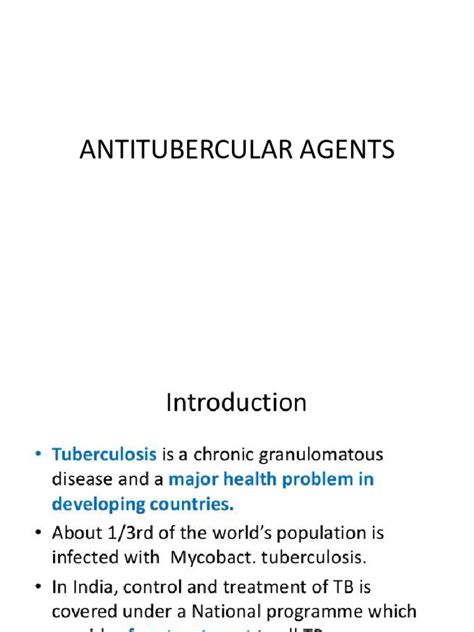 Antitubercular Agents Overview Pdf