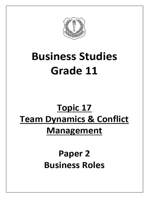 Term 3 Topic 5 Team Dynamics And Conflict Managment Pdf Organizational Behavior Business
