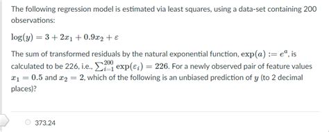 the following regression model is estimated via least