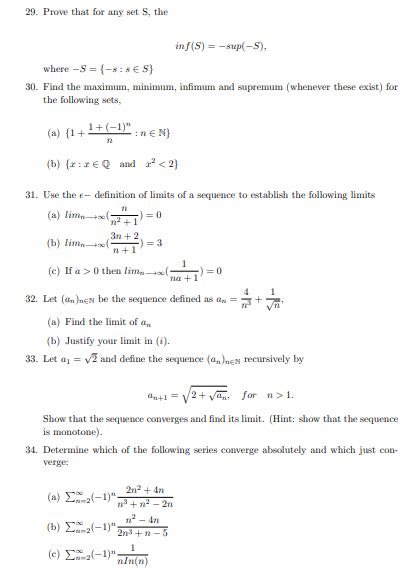 Solved Prove That For Any Set S The Inf S Sup S Chegg Com