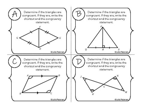 Triangle Congruence Sss Sas Asa Aas Hl Task Cards By Julia