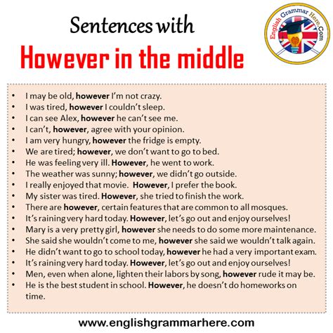 i however in a sentence
