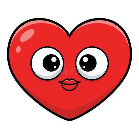 Cute Cartoon Heart With Eyes And Lips Stock Vector Illustration Of