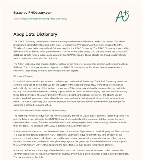 Abap Data Dictionary