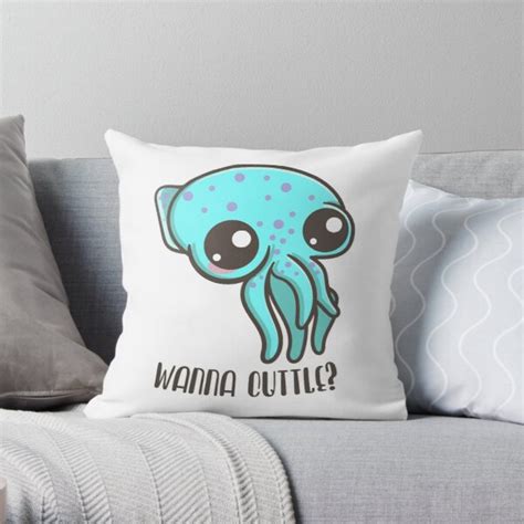 Wanna Cuttle Kawaii Cuttlefish Chibi Cuttlefish Pillow For Sale
