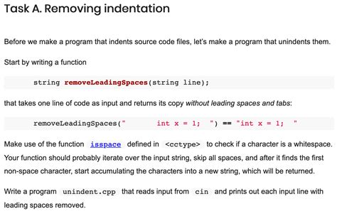 Solved Task A Removing Indentation Before We Make A Program Chegg