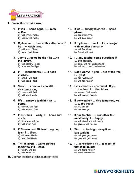 First Condition Free Interactive Worksheets 1691129