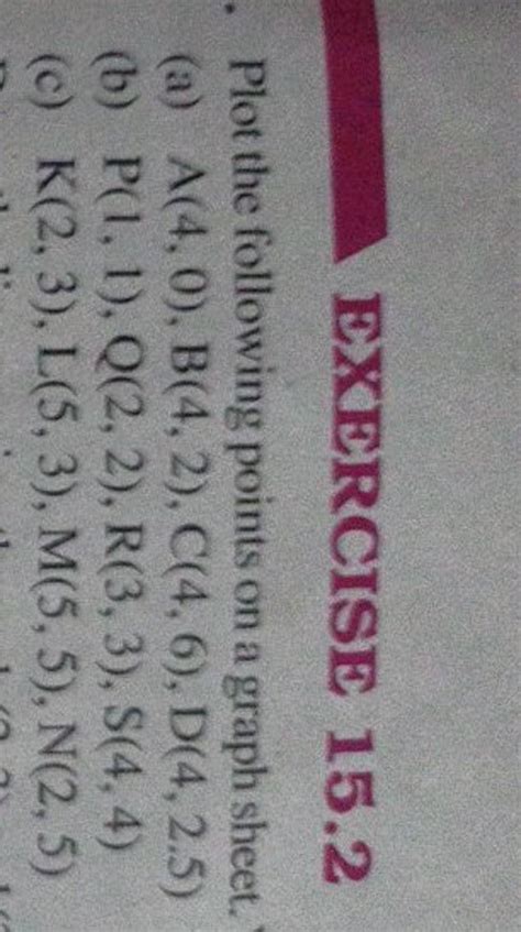 Exercise 152plot The Following Points On A Graph Sheeta A40b4