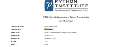 Python Pcap Certificate Study Extracurricular Learning Grace Poole