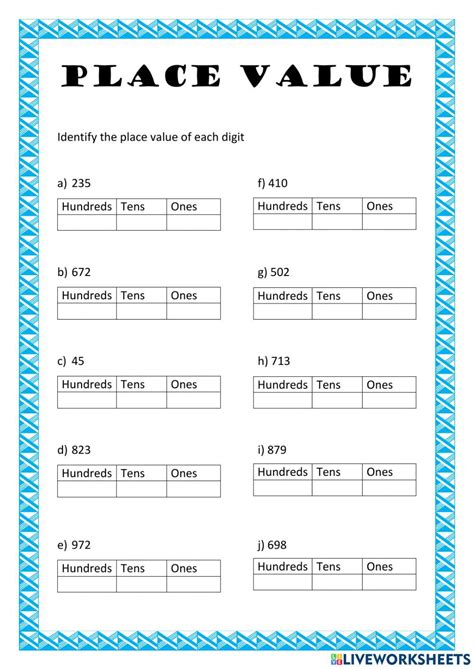 Place Value Online Exercise For Grade 2