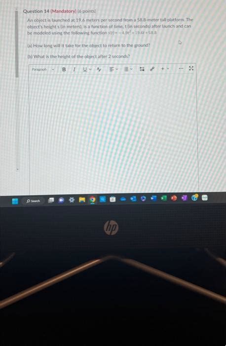 Solved Question 14 Mandatory 6 Points An Object Is