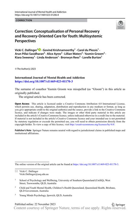 Pdf Correction Conceptualisation Of Personal Recovery And Recovery