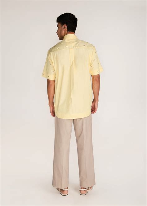 Rosani The Yūgō Shirt In Pale Lemon Pale Lemon Laser Cut Shirt With