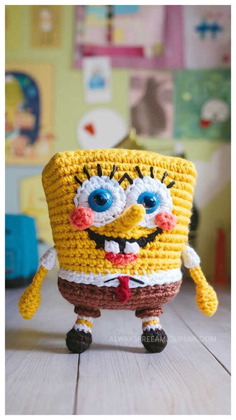 Spongebob Squarepants Crochet Hat Pattern Crocheted Square Hat
