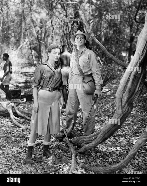 Jeanne Craine Dana Andrews On Set Of The Film Duel In The Jungle