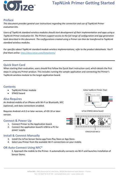 Iotize Tapnlink Primer Getting Started Pdf Download Manualslib