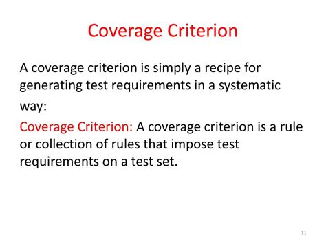 PPT COVERAGE CRITERIA FOR TESTING PowerPoint Presentation Free Download ID