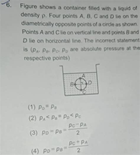 6 Figure Shows A Container Filled With A Liquid Of Density ρ Four Point